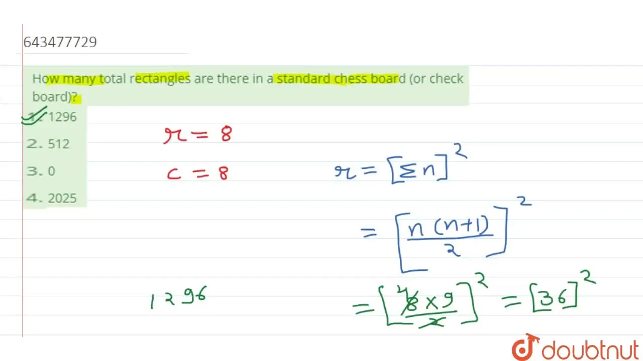 How many total rectangles are there in a standard chess board (or chec