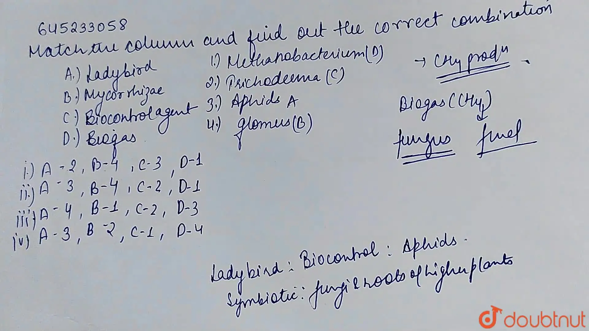 Match the columns and find out the correct combinations