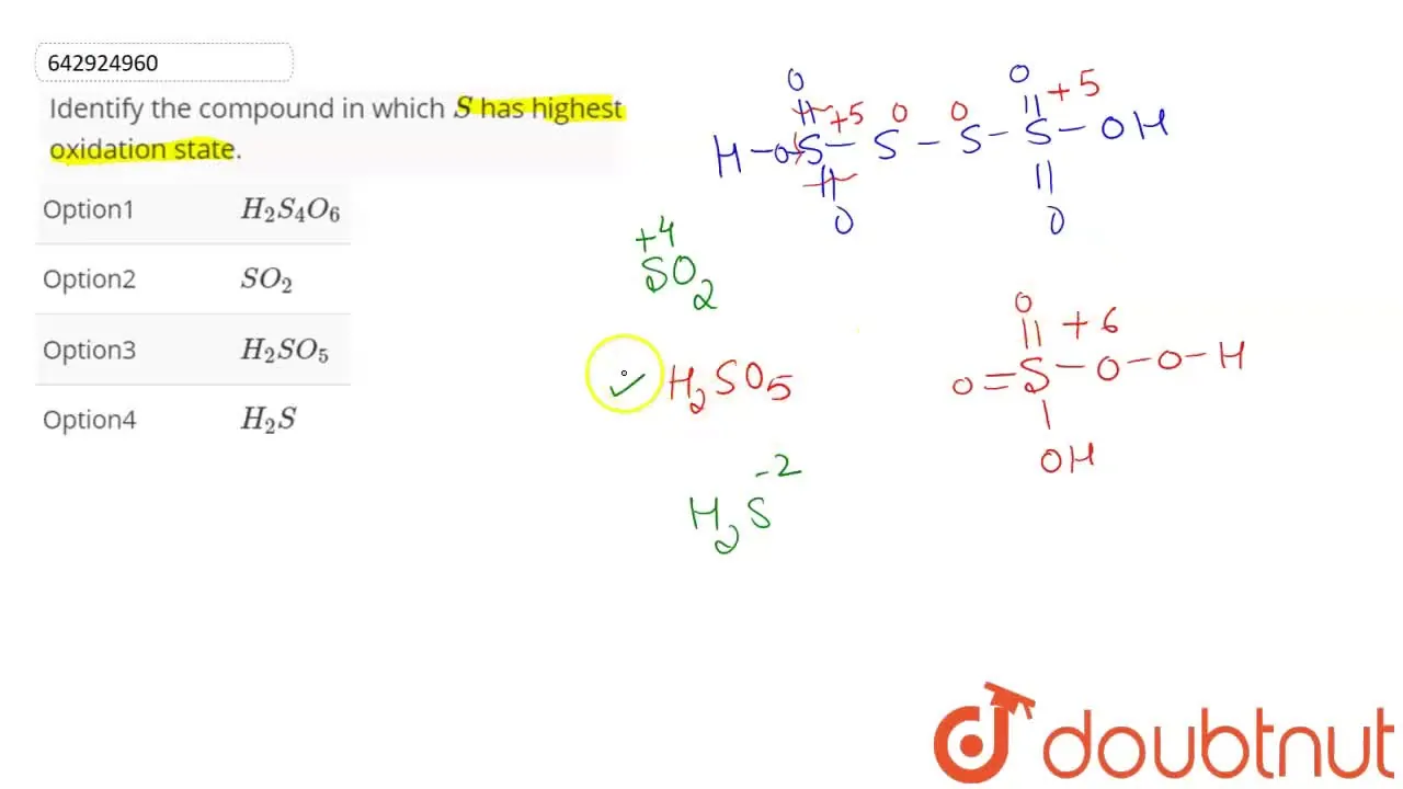 Identify the compound in which S has highest oxidation state.