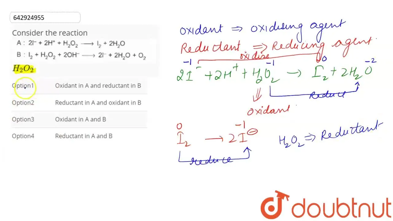 Consider the reaction H2O2