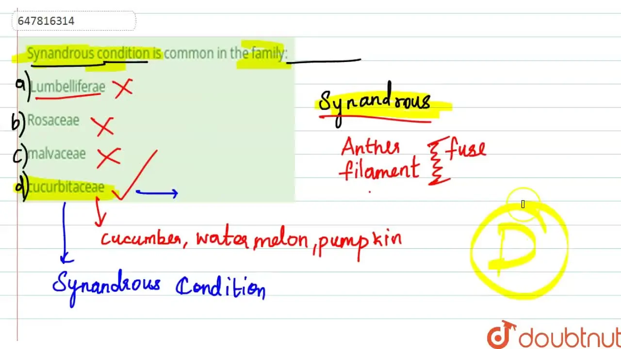 [Tamil Solution] Synandrous condition is common in the family: