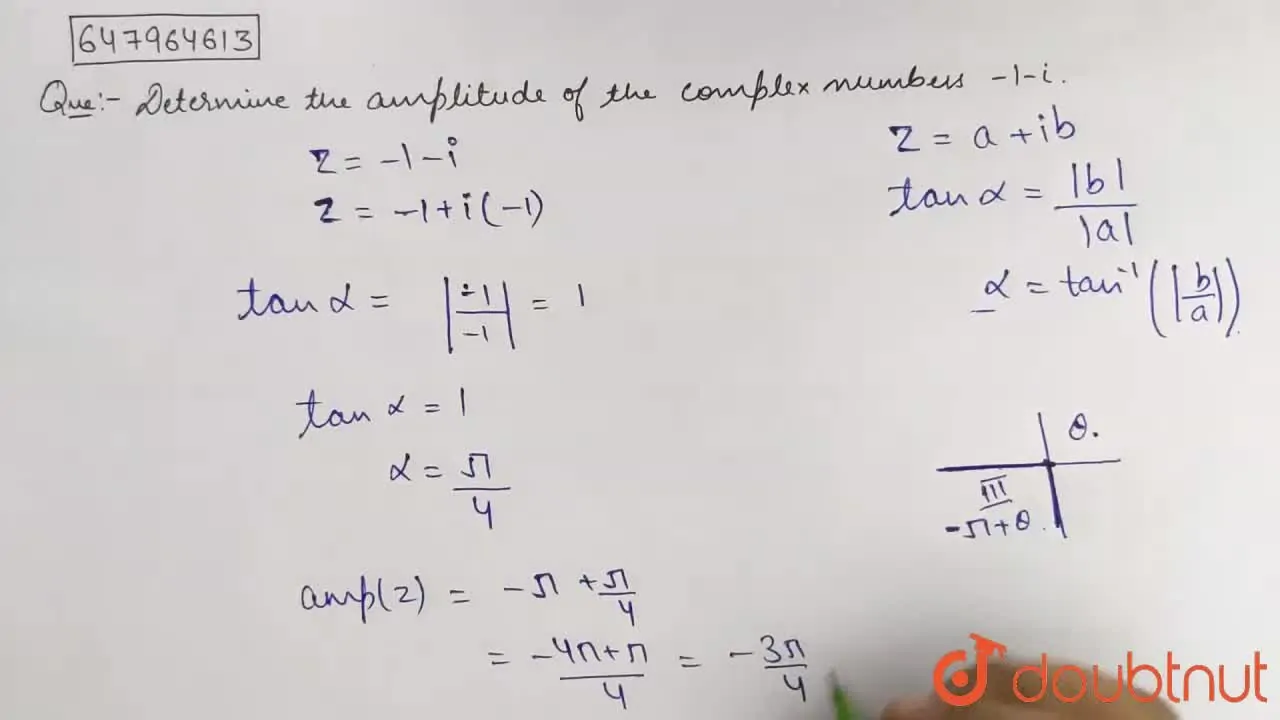 Determine the amplitude of the complex numbers -1-i