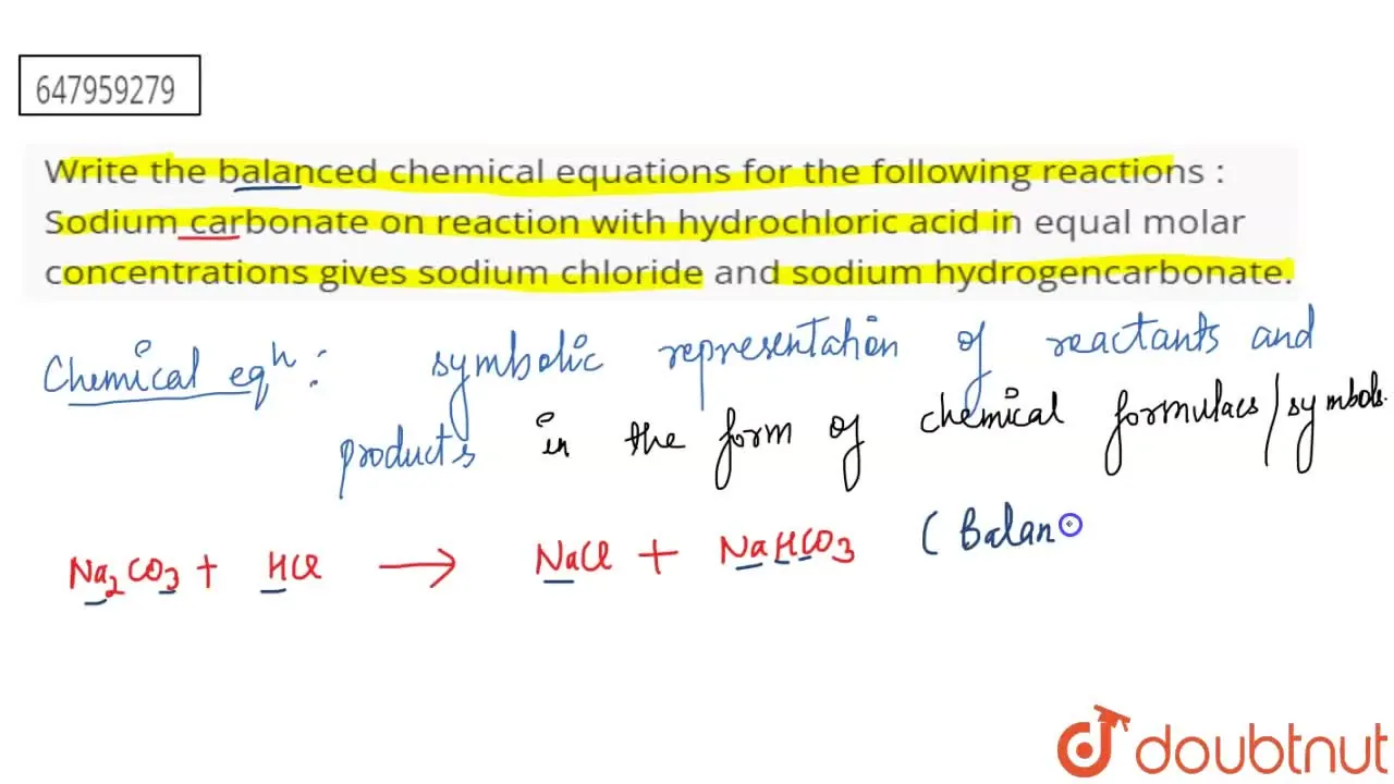 Write the balanced chemical equations for the following reactions