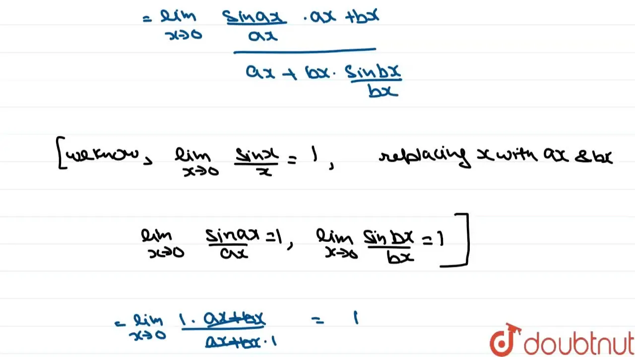 [Punjabi] Evaluate underset(x rarr 0)lim(sin ax+bx)/(ax+sin bx)