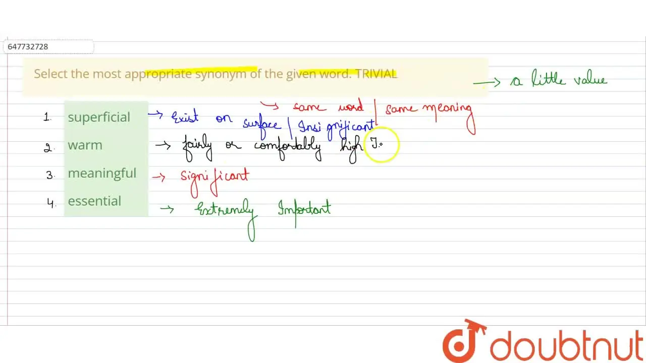 Select the most appropriate synonym of the given word. TRIVIAL