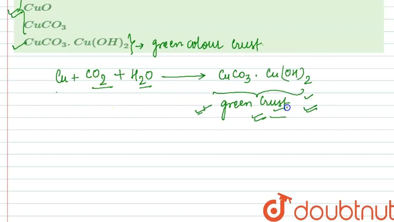 When copper is placed in the atmosphere for sufficient time, a green c
