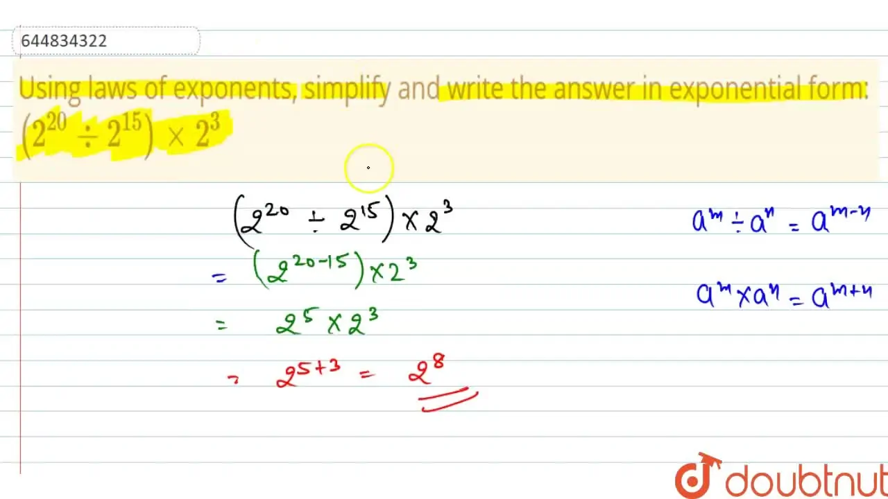 [Punjabi] Using laws of exponents, simplify and write the answer in ex