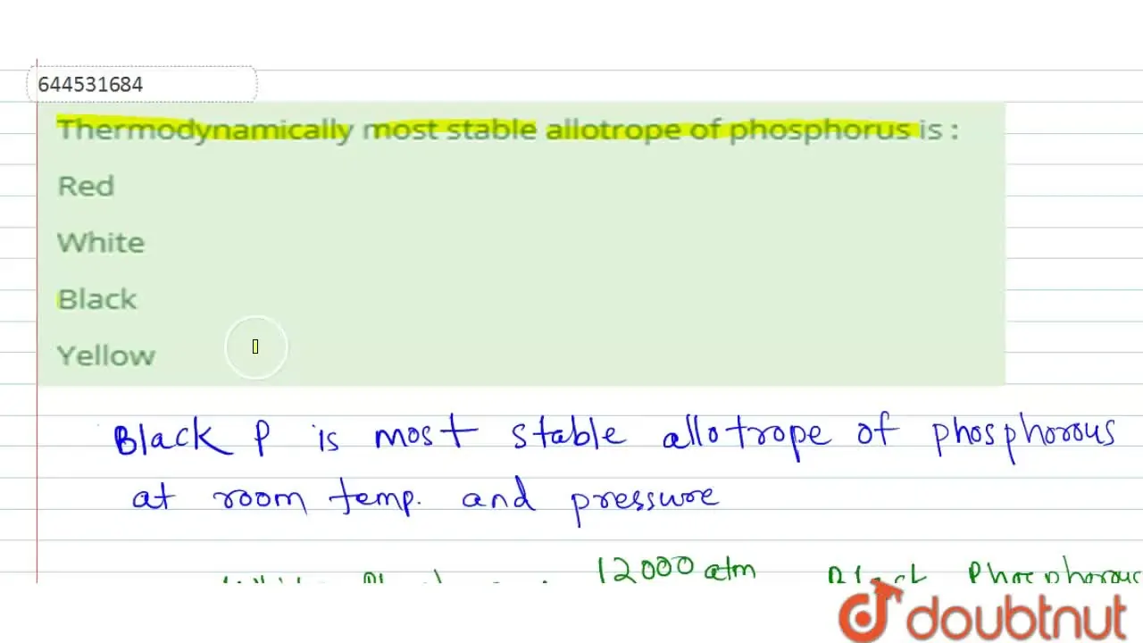Thermodynamically most stable allotrope of phosphorus is