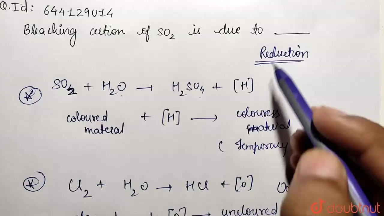Bleaching action of SO2 is due to.