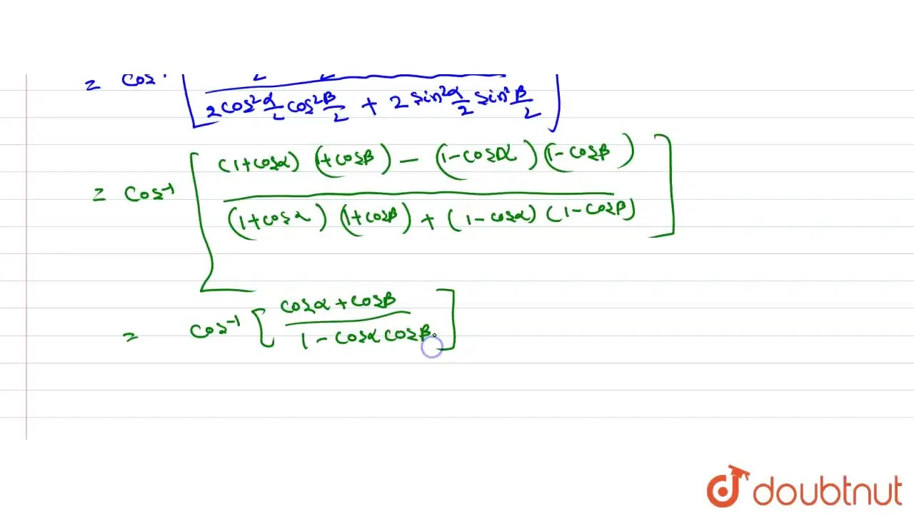 [Odia] Prove that cos^(-1)[(cos alpha +cos beta)/(1+cos alpha cos beta
