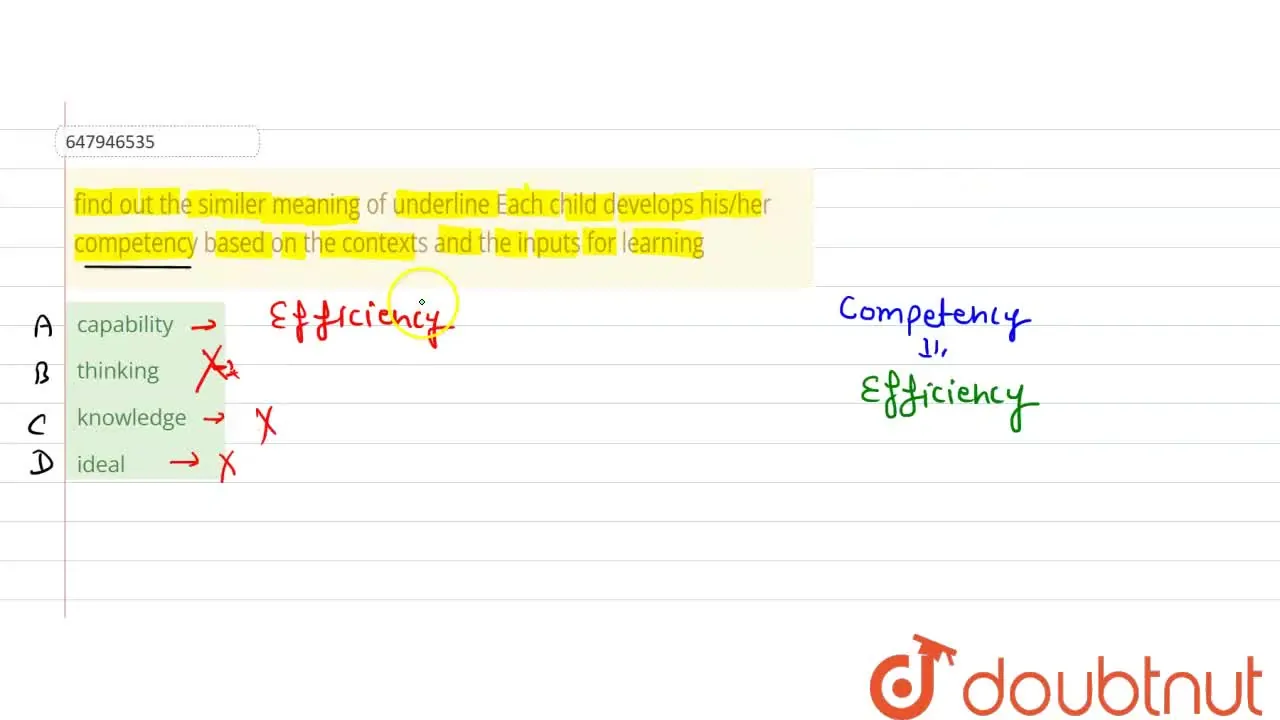 find out the similer meaning of underline Each child develops his/her