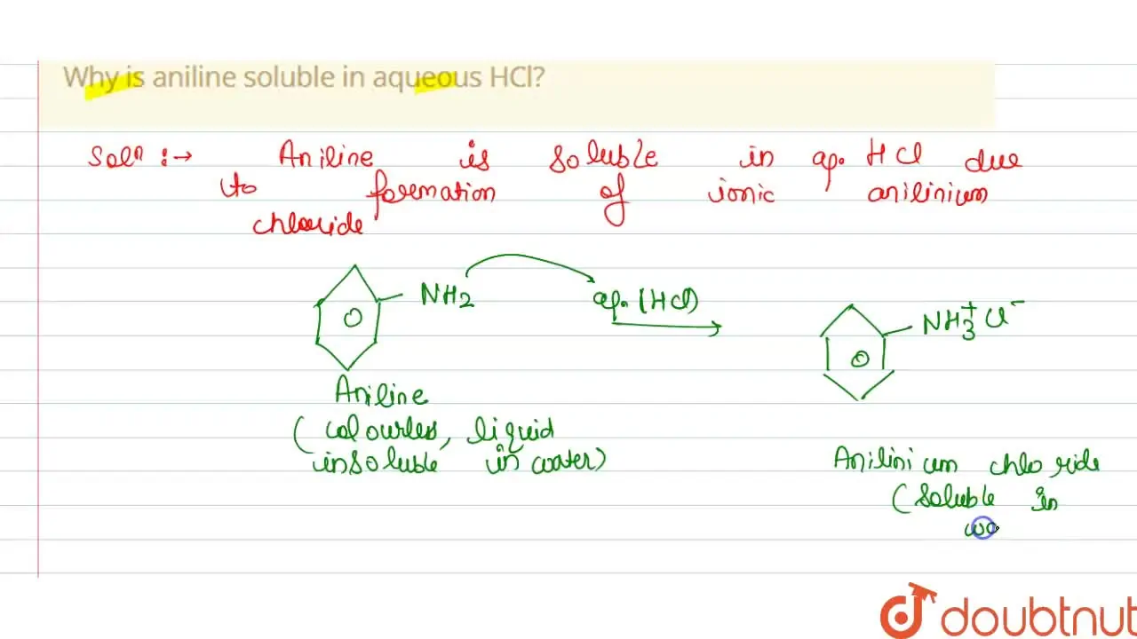 Why is aniline soluble in aqueous HCl?