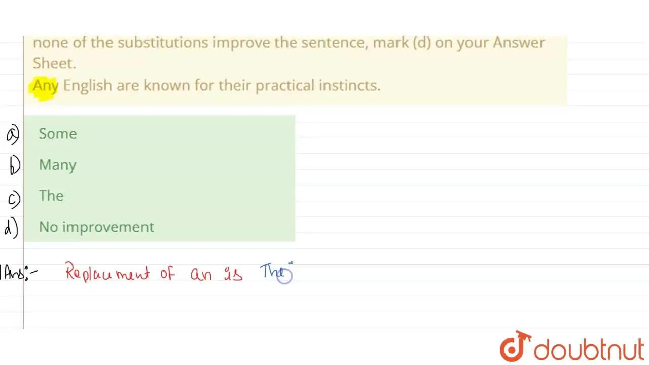 Look at the underlined part of each sentence. Below each sentence are