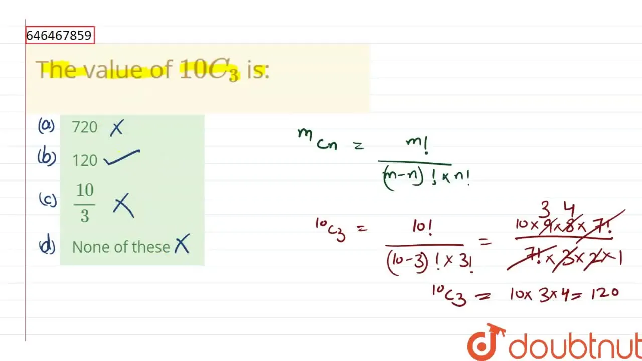 [Punjabi] The value of 10C3 is: