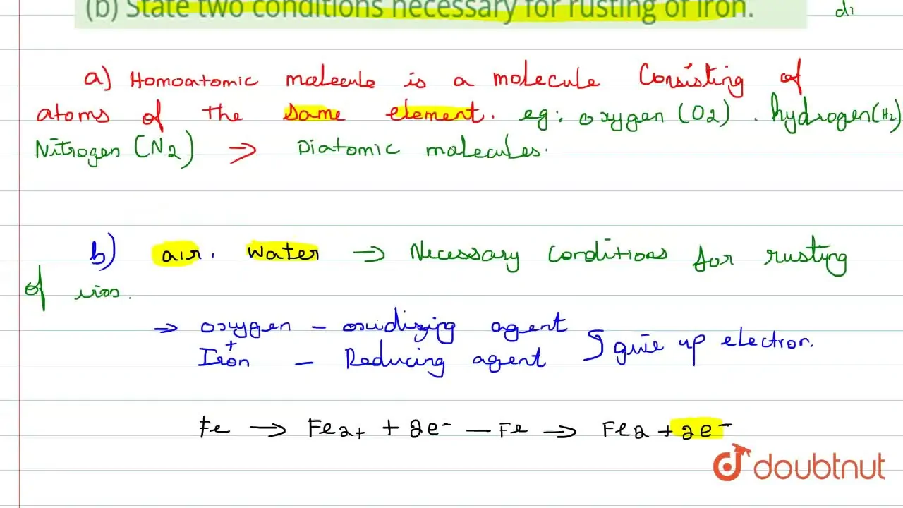 [Tamil Solution] (a) What is a homoatomic molecule? Give two examples.