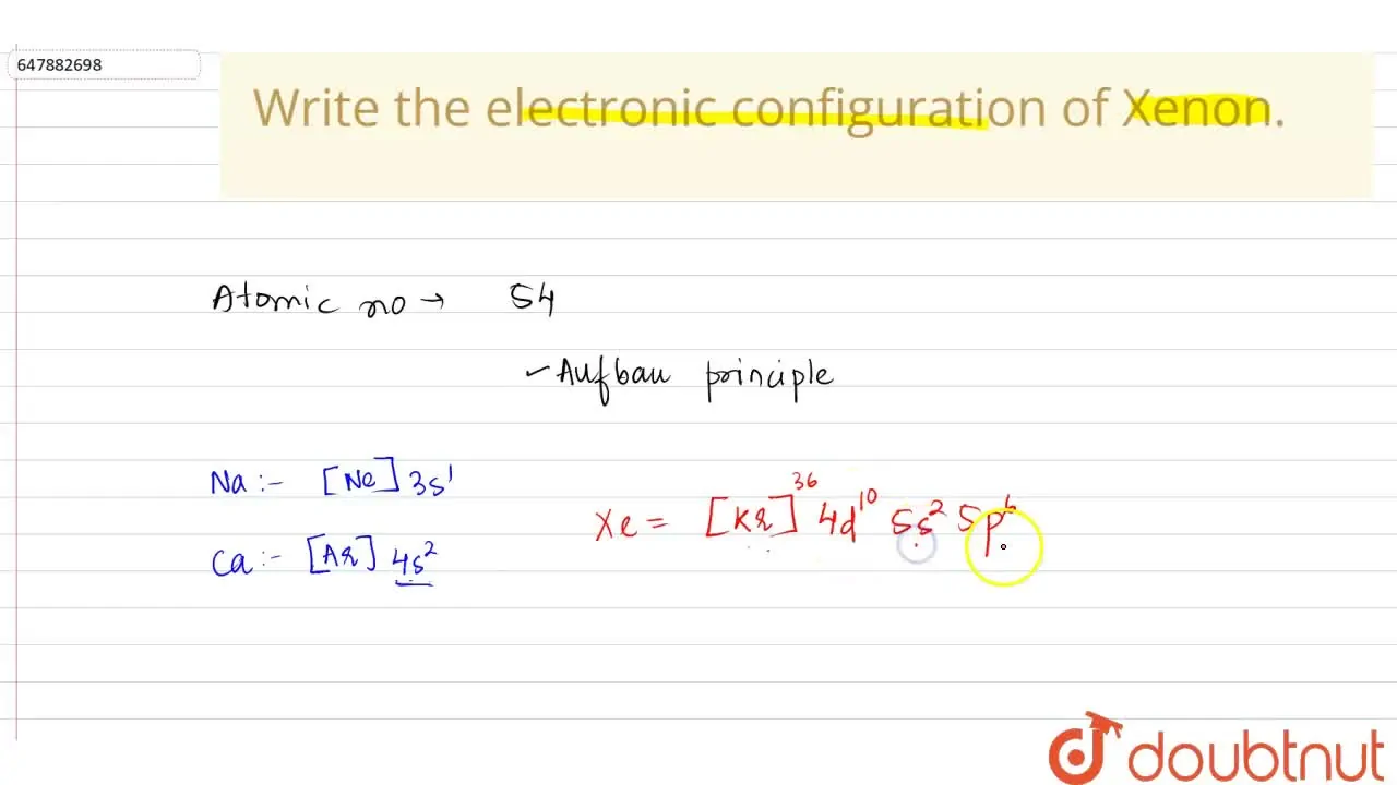 [Odia] Write the electronic configuration of Xenon.