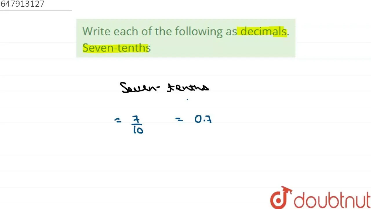 [Punjabi] Write each of the following as decimals. Seven-tenths