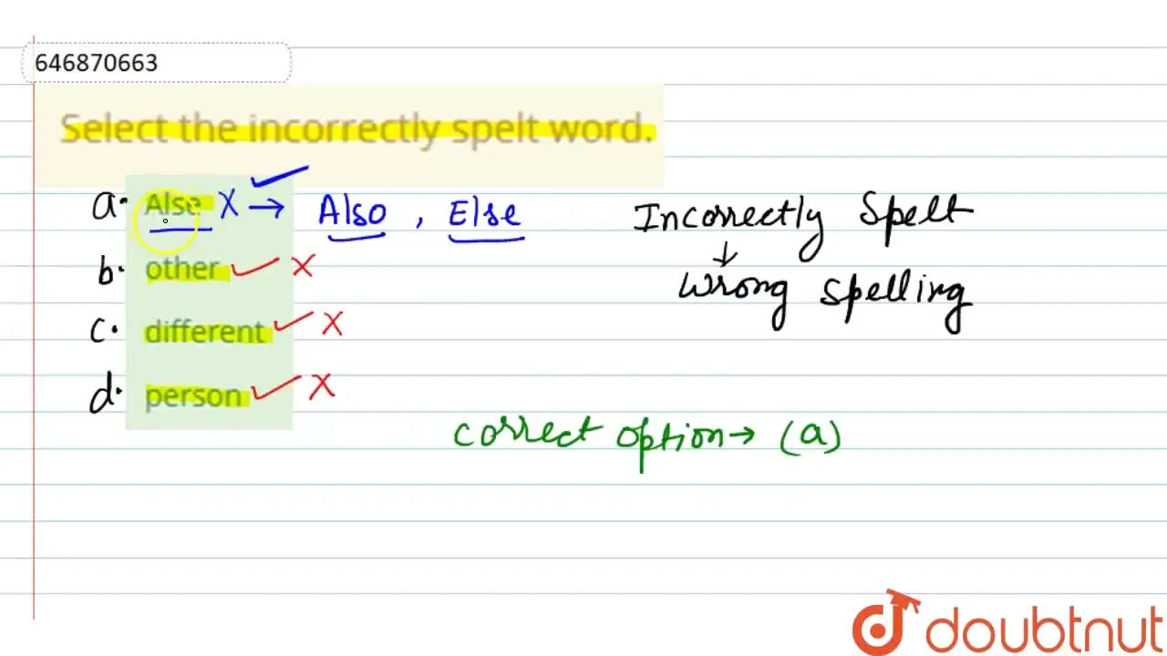 Select the incorrectly spelt word.