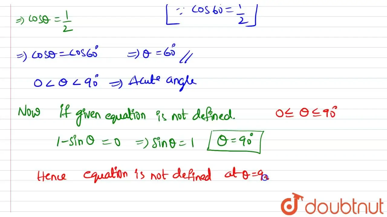 [Telugu] For which value of an acute angle theta ,(i) ( cos theta )/(