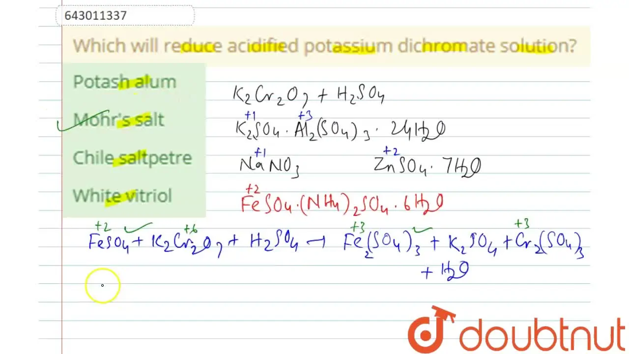 [Odia] Which will reduce acidified potassium dichromate solution?
