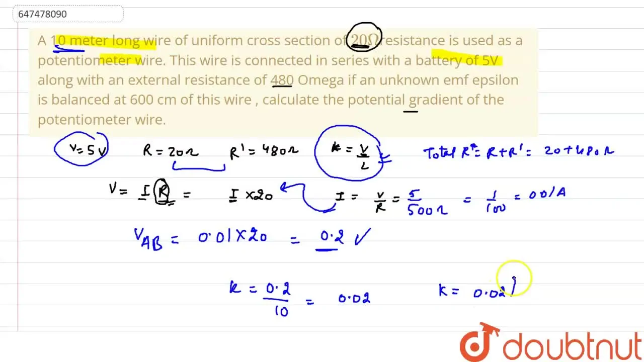 [Punjabi] A 10 meter long wire of uniform cross section of 20 Omega re