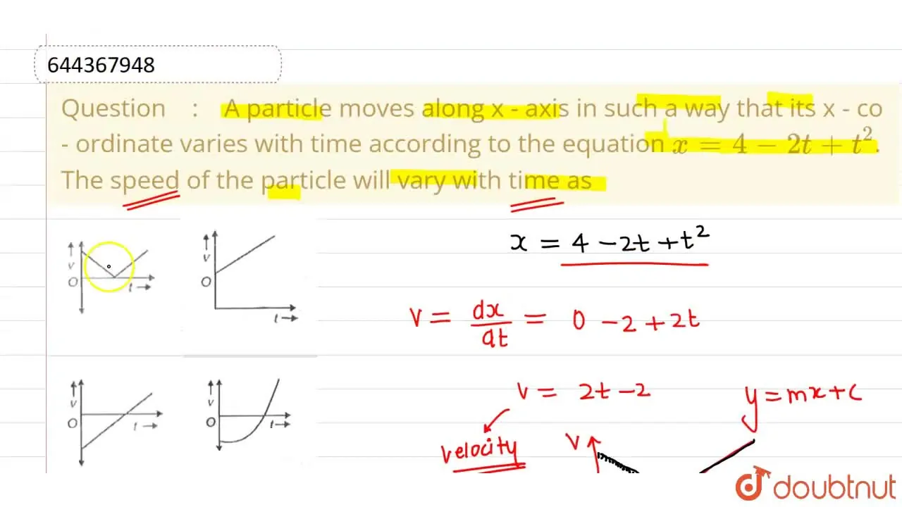 A particle moves along x - axis in such a way that its x - co - ordina