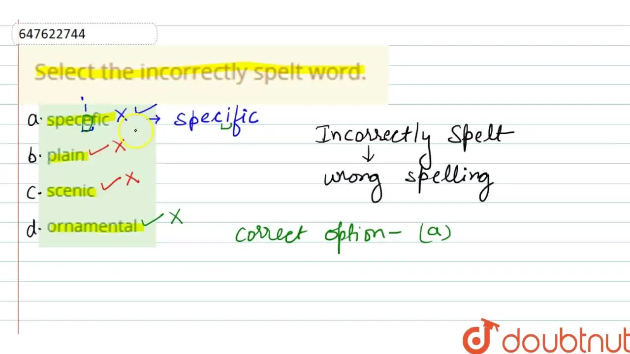 Select the incorrectly spelt word.