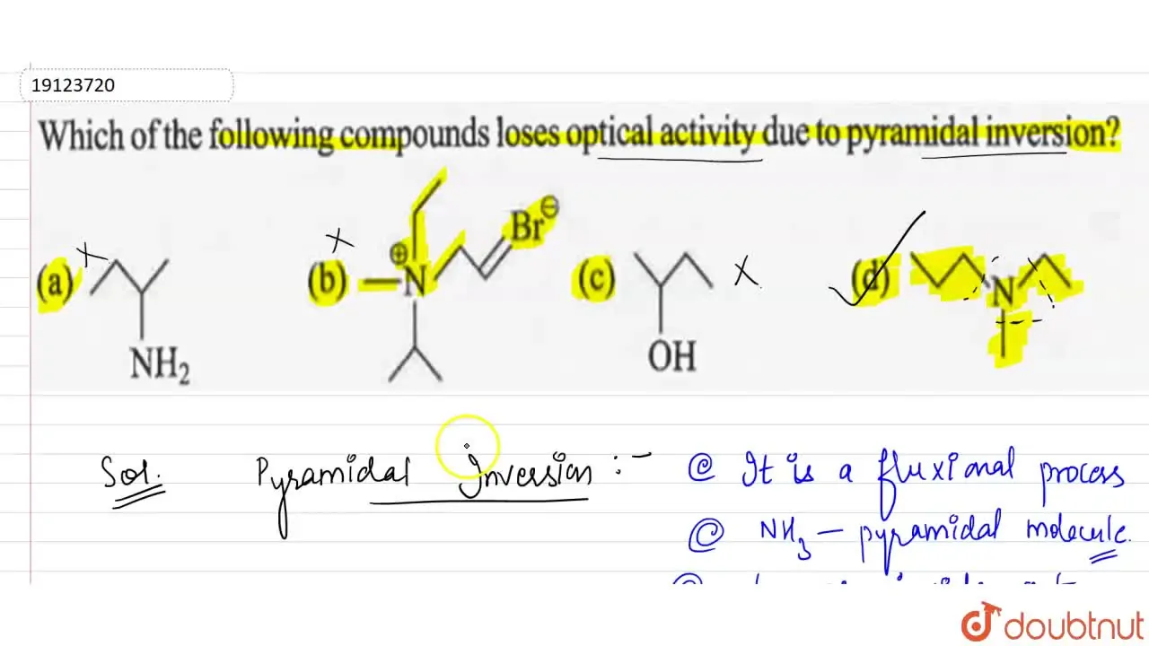 Which of the following compounds loses optical activity due to pyramid