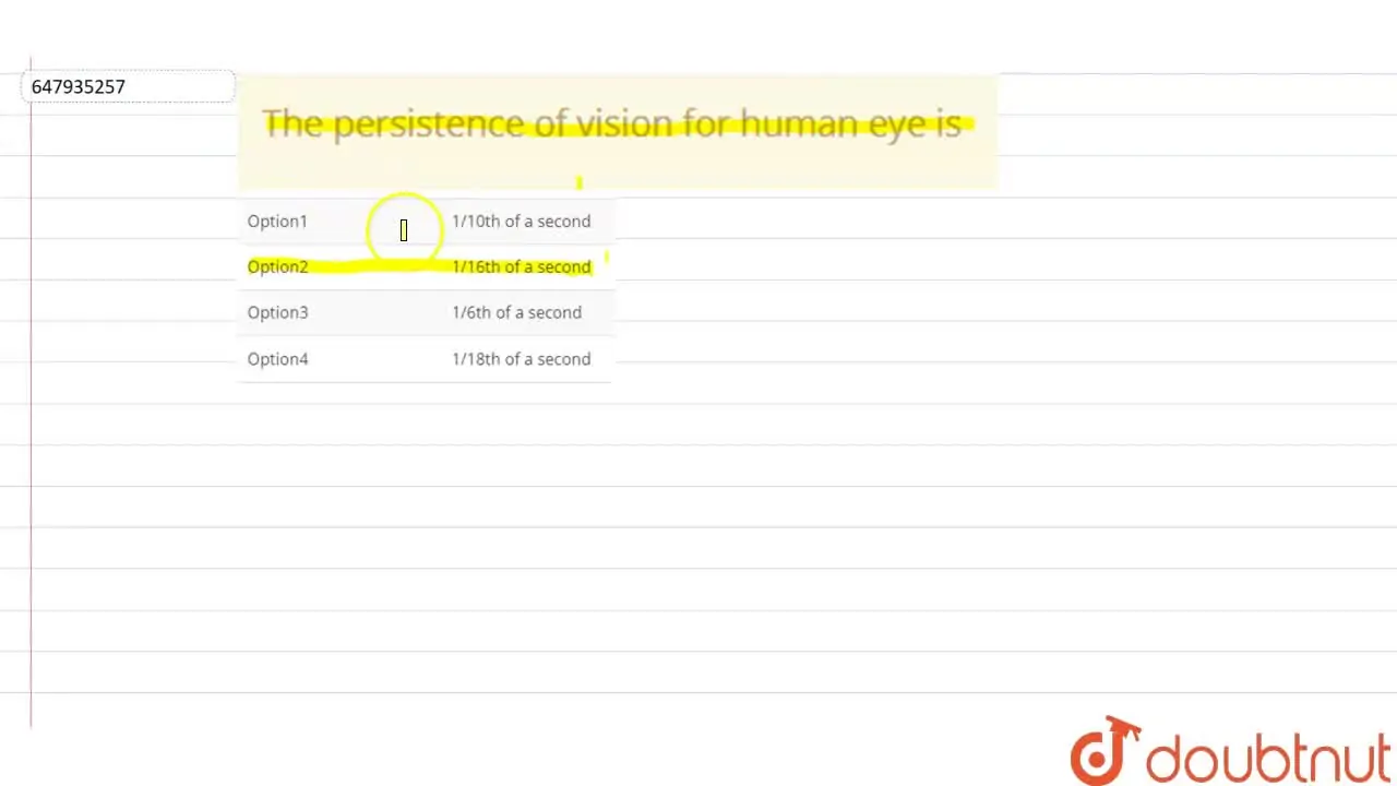 The persistence of vision for human eye is