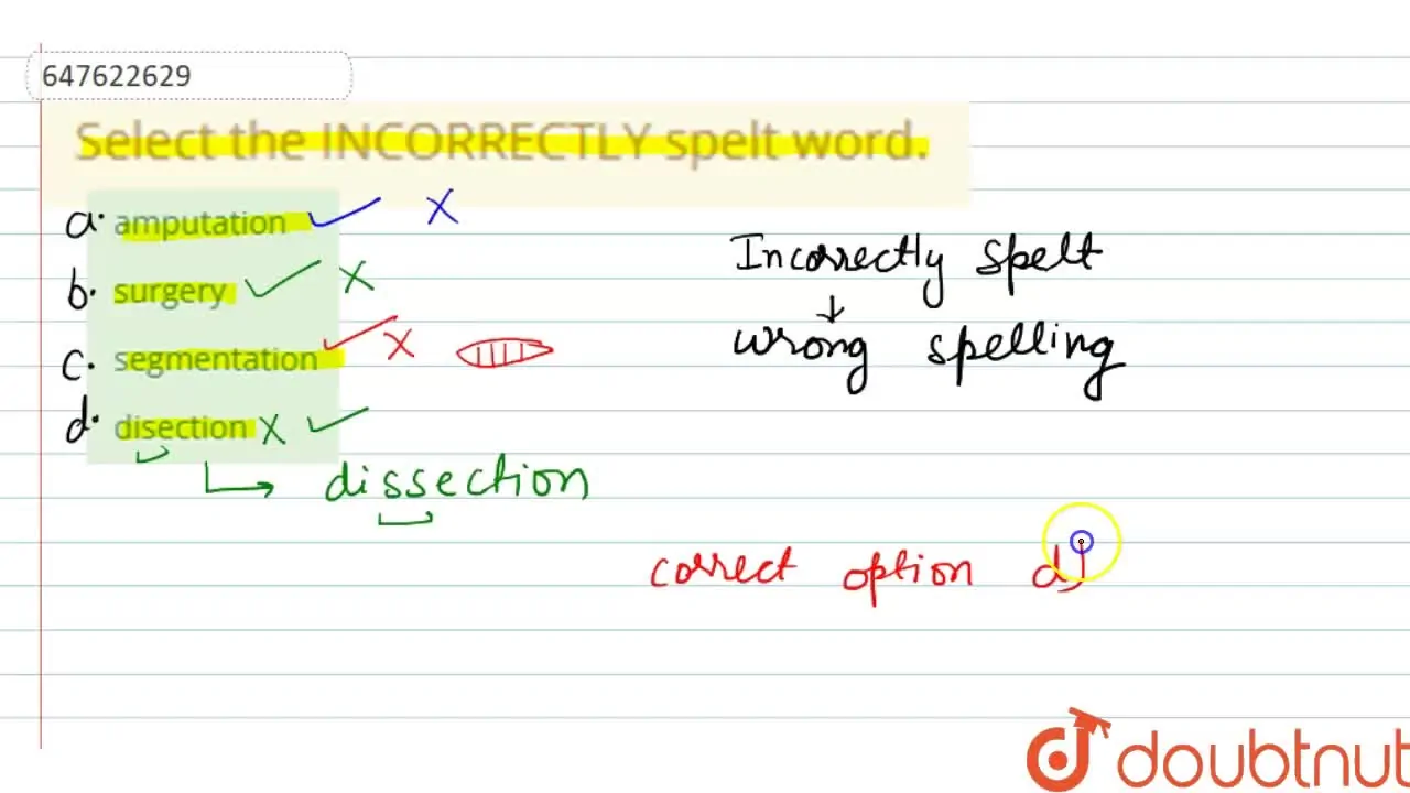 Select the INCORRECTLY spelt word.