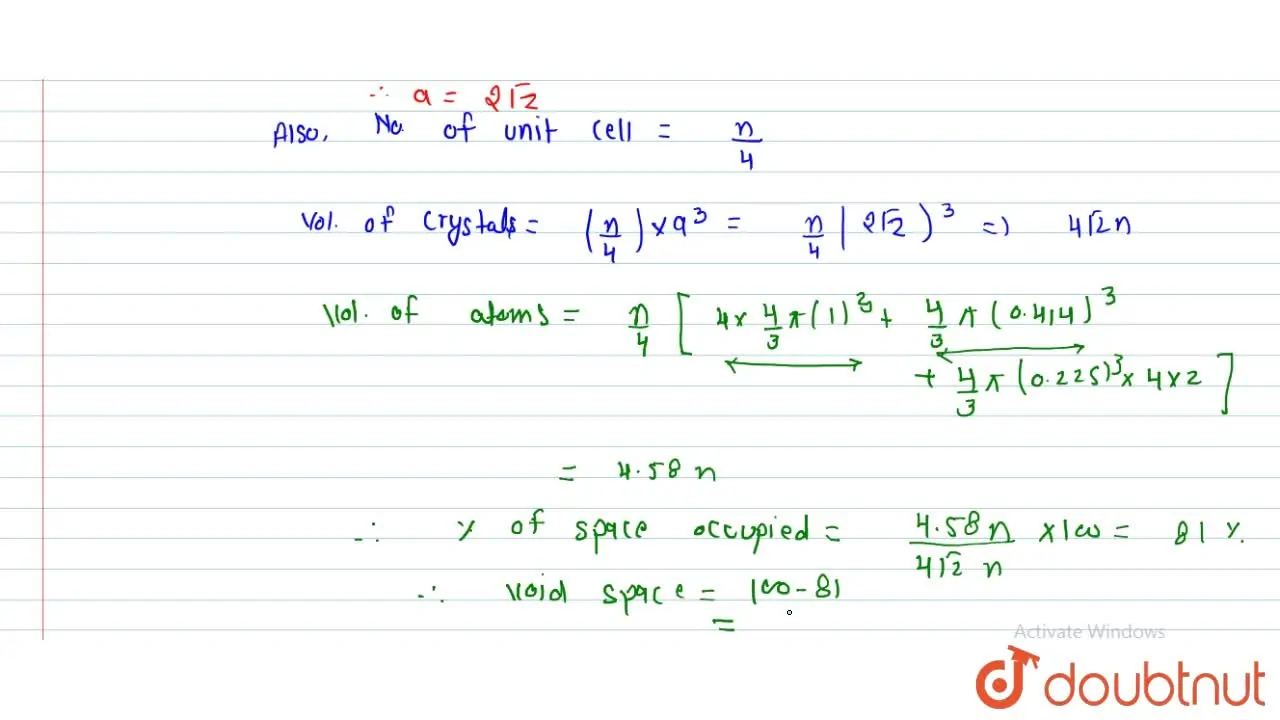 Calculate the void space in closest packing of n spheres of radius 1 u