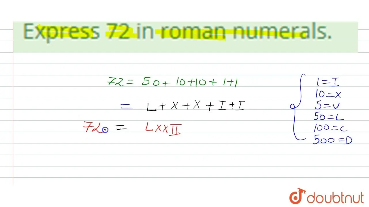 [Punjabi] Express 72 in roman numerals.