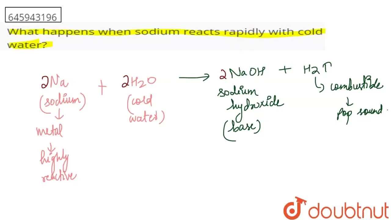 What happens when sodium reacts rapidly with cold water?