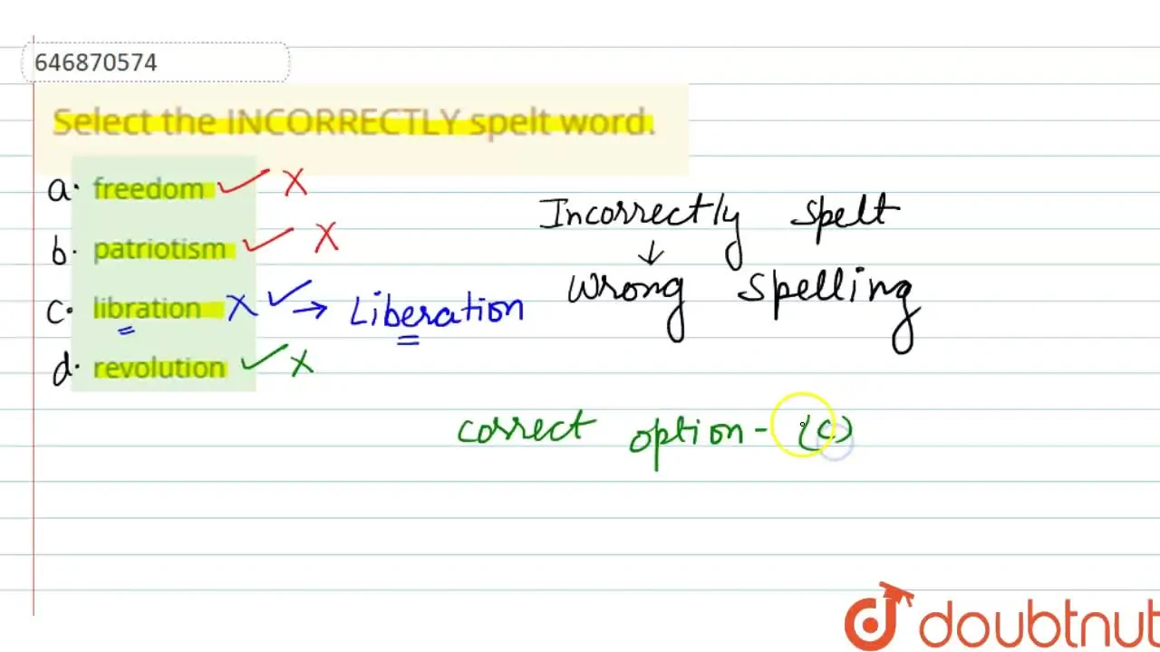Select the INCORRECTLY spelt word.