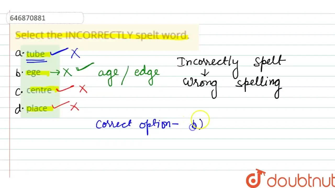 Select the INCORRECTLY spelt word.