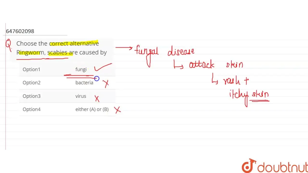 [Marathi Solution] Choose the correct alternative Ringworm, scabies a