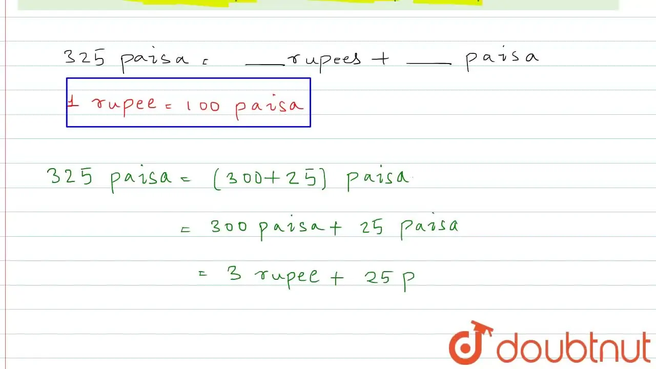 [Telugu] Fill in the blanks - 325 paisa = ............. rupees ......