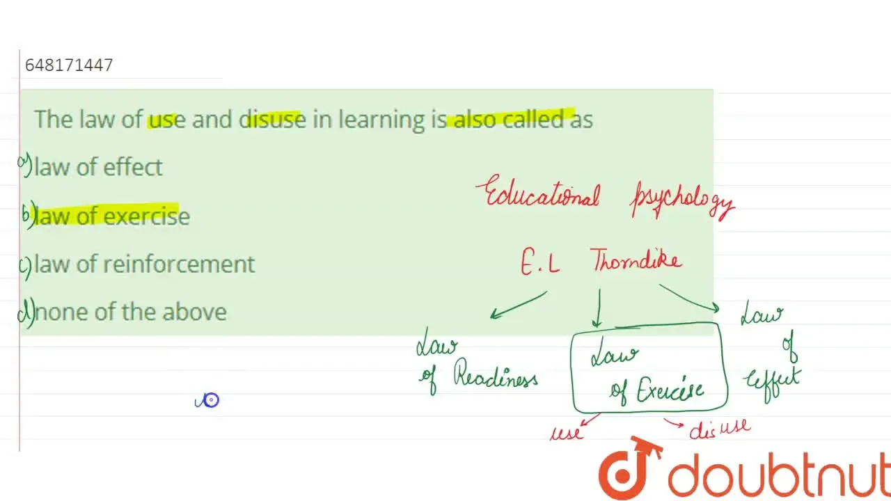 The law of use and disuse in learning is also called as