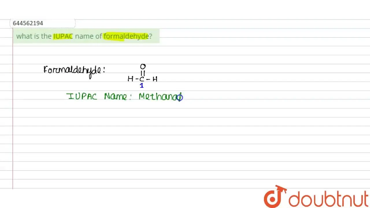 [Odia] what is the IUPAC name of formaldehyde?