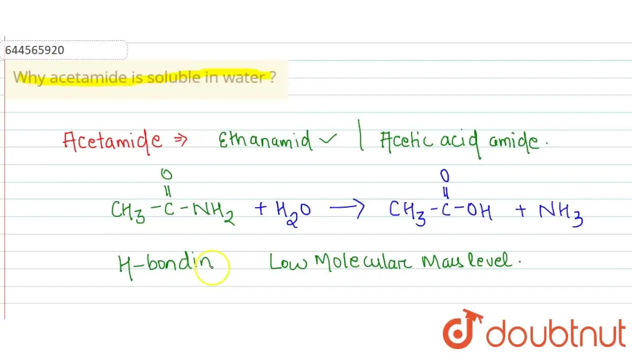 [Odia] Why acetamide is soluble in water