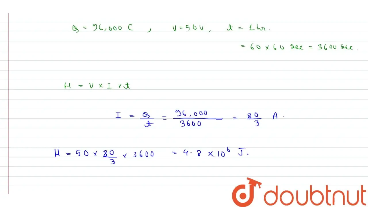 [Assamese] Compute the heat generated while transferring 96000 coulomb
