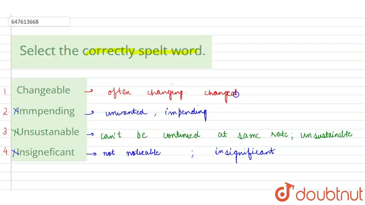 Select the correctly spelt word.
