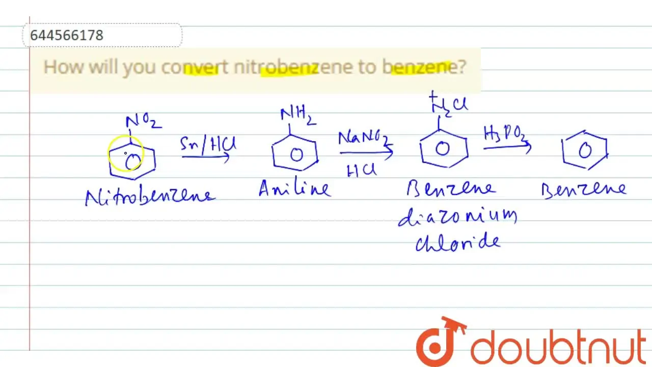 [Odia] How will you convert nitrobenzene to benzene?