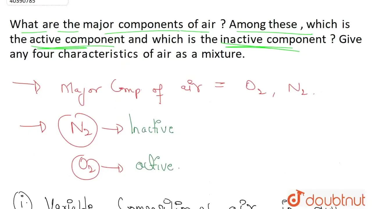 What are the major components of air ? Among these , which is the acti