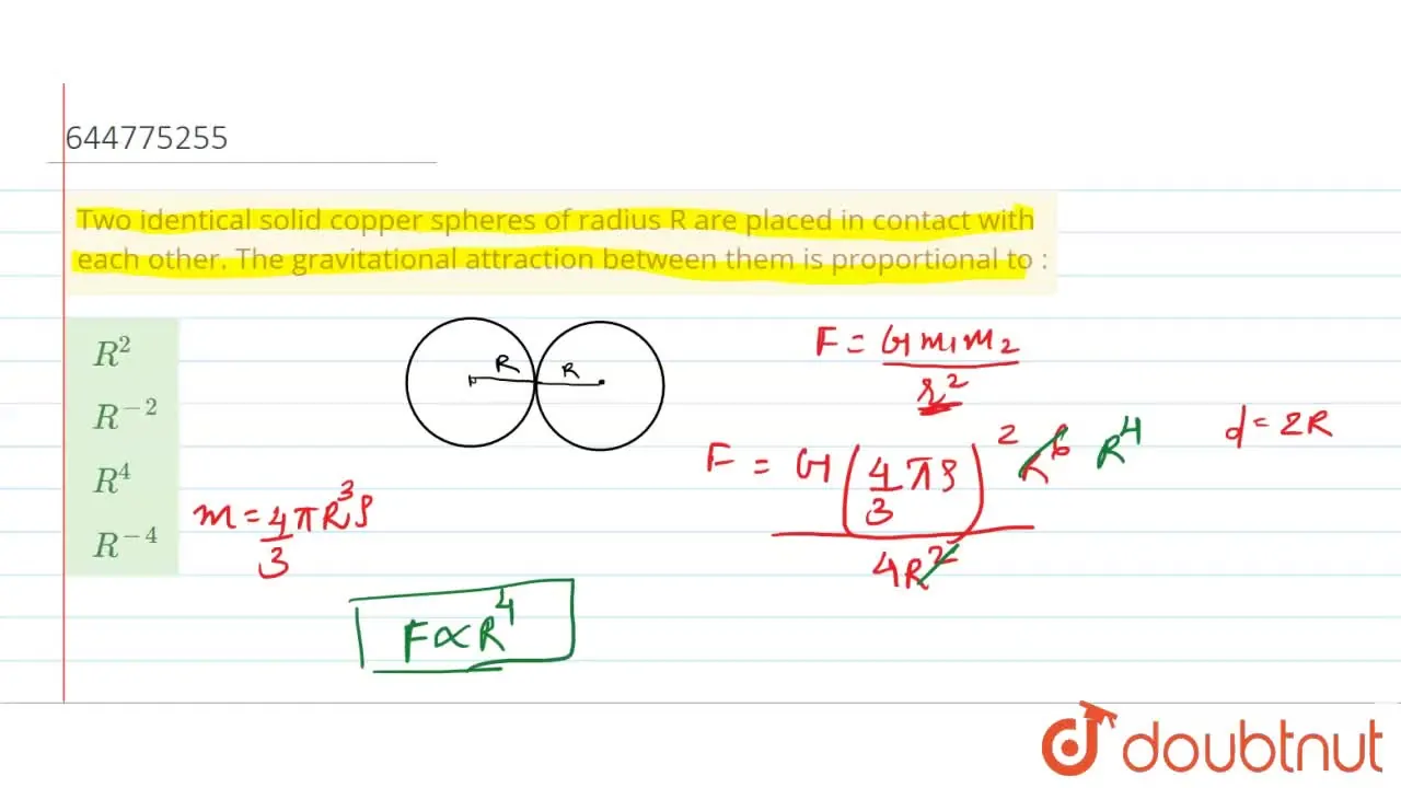 [Malayalam] Two identical solid copper spheres of radius R are placed