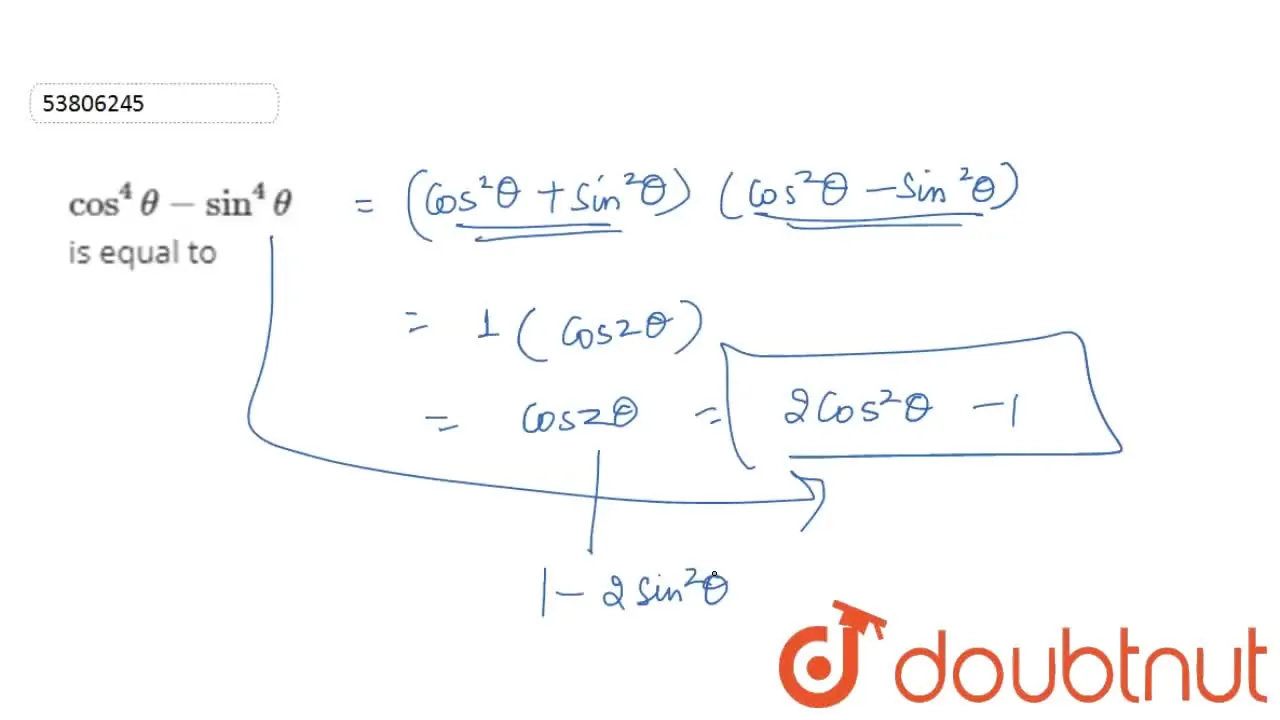 cos^(4)theta-sin^(4)theta is equal to