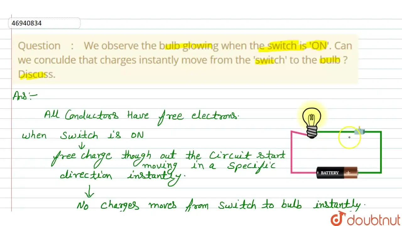 We observe the bulb glowing when the switch is 'ON'. Can we conculde t