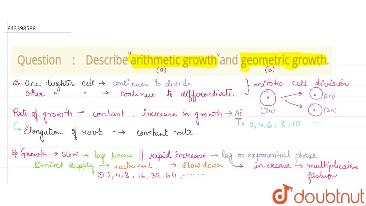 Describe arithmetic growth and geometric growth.