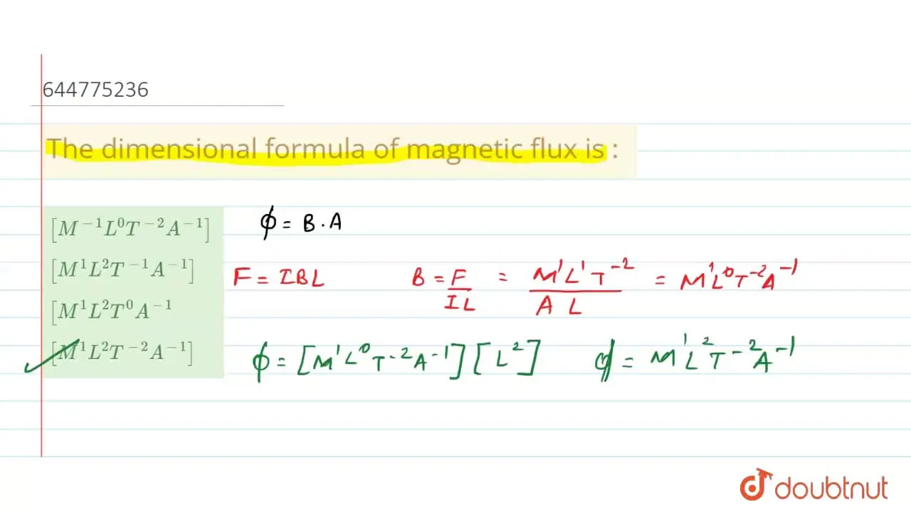 [Malayalam] The dimensional formula of magnetic flux is