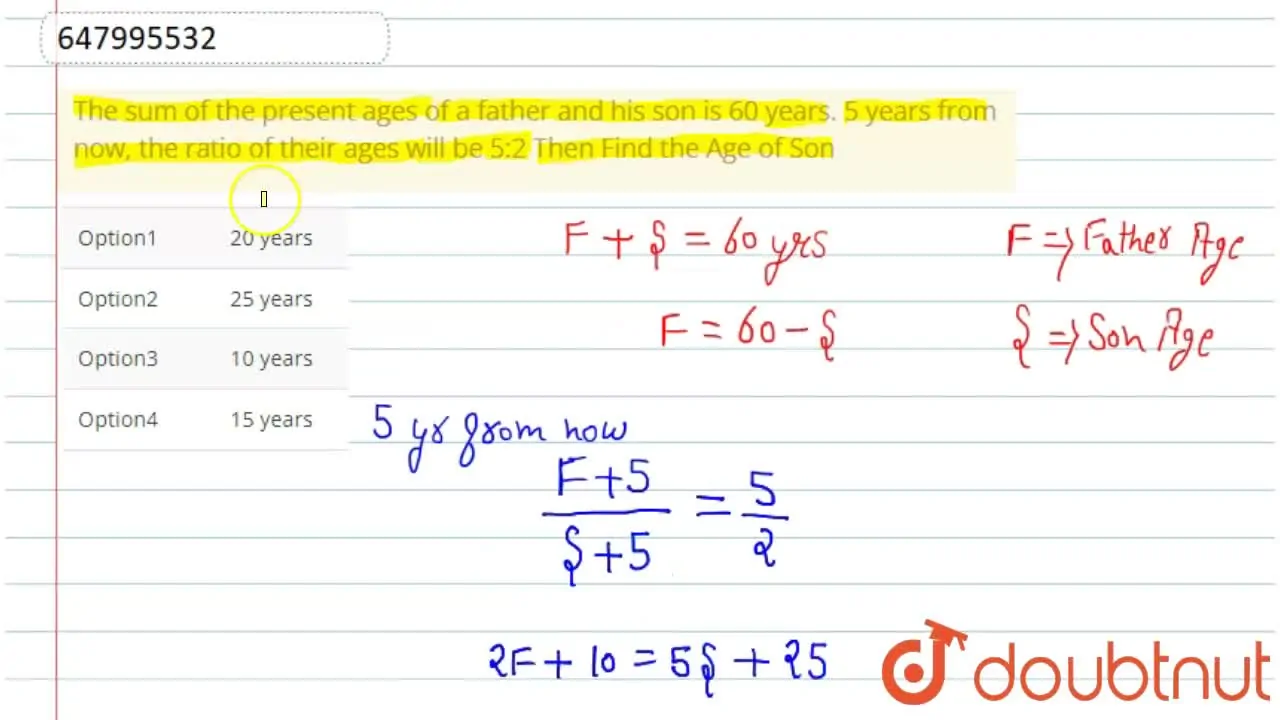 The sum of the present ages of a father and his son is 60 years. 5 yea